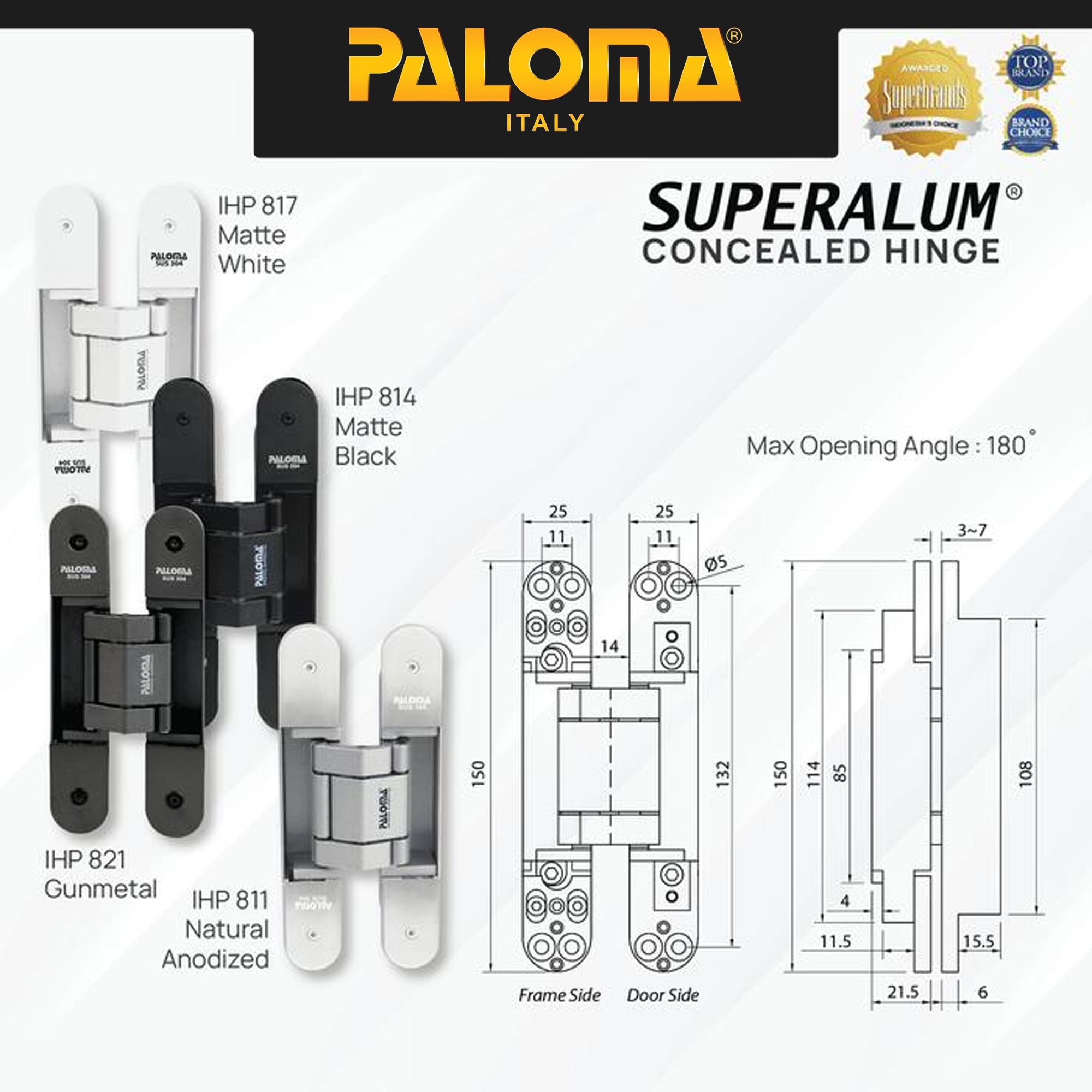 PALOMA Engsel Tanam Invisible Concealed Hinge Pintu Jendela IHP 81 ...