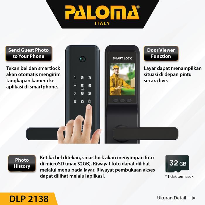 Smart Lock Camera Door Viewer PALOMA DLP 2138 Kunci Pintu Handle Digit ...