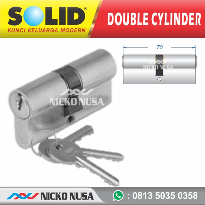 Silinder Kunci Pintu Solid DC SLD 02-70 US26 Double Cylinder - Nicko Nusa